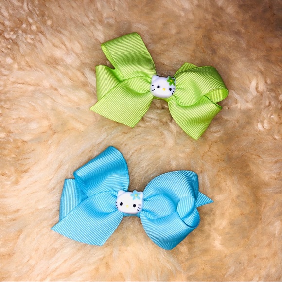 Sanrio | Accessories | Hello Kitty Hair Bow Green Blue Bows Accessories ...